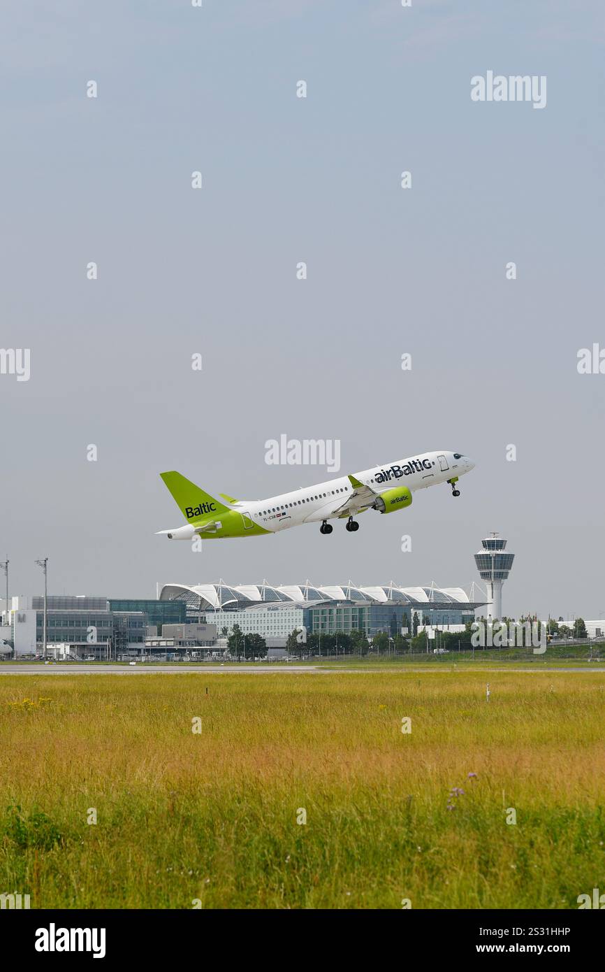 Air Baltic, Airbus, A220-300, Take off, Start, Airborne, Terminal 2 ...