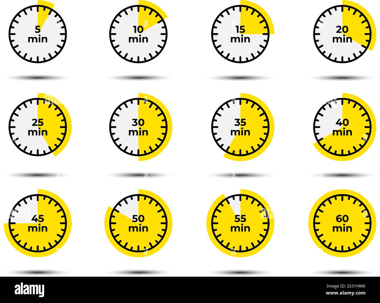 Set of timer, Stopwatch icons isolated. Vector illustration Stock ...