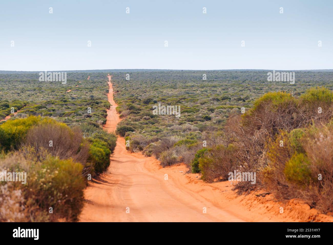 Red sand road to Shark Bay Stock Photo - Alamy