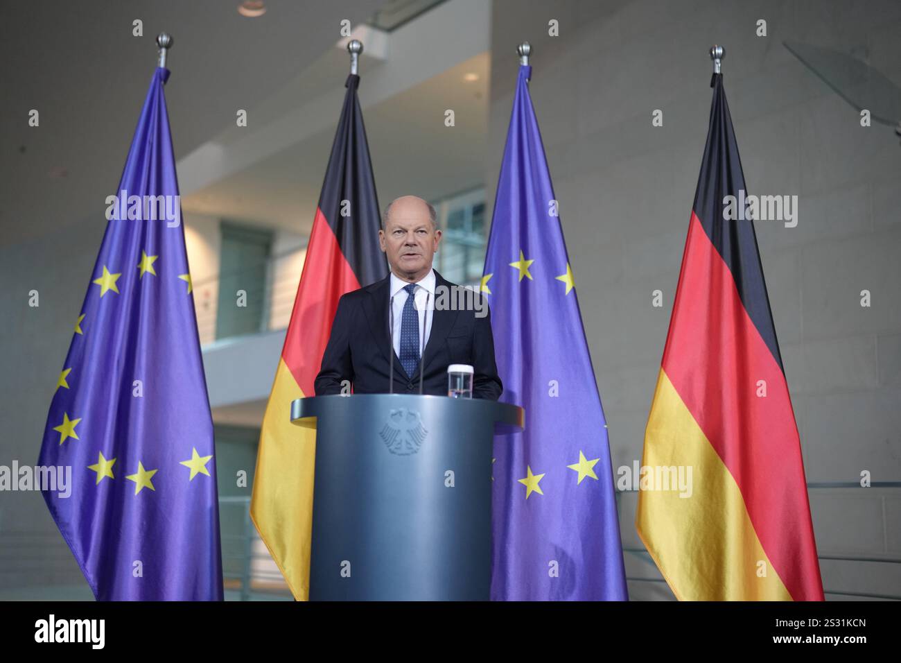 Berlin, Germany. 08th Jan, 2025. Federal Chancellor Olaf Scholz (SPD ...