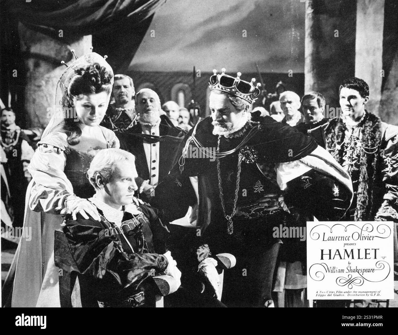 HAMLET EILEEN HERLIE AS GERTRUDE, LAURENCE OLIVIER AS HAMLET, BASIL ...