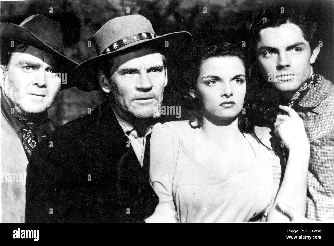 THE OUTLAW THOMAS MITCHELL, WALTER HUSTON, JANE RUSSELL AND JACK BUETEL ...
