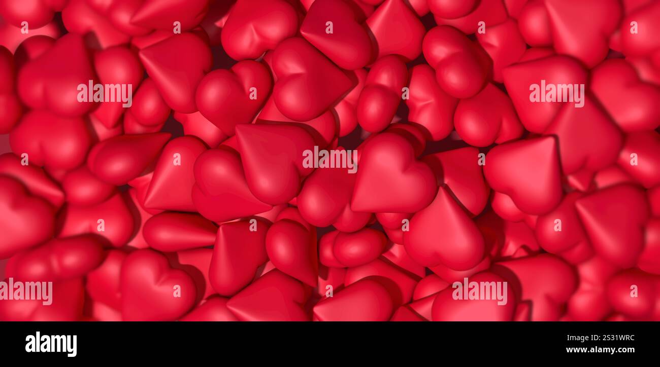 Red hearts texture background for Valentine's Day. 3D Illustration ...