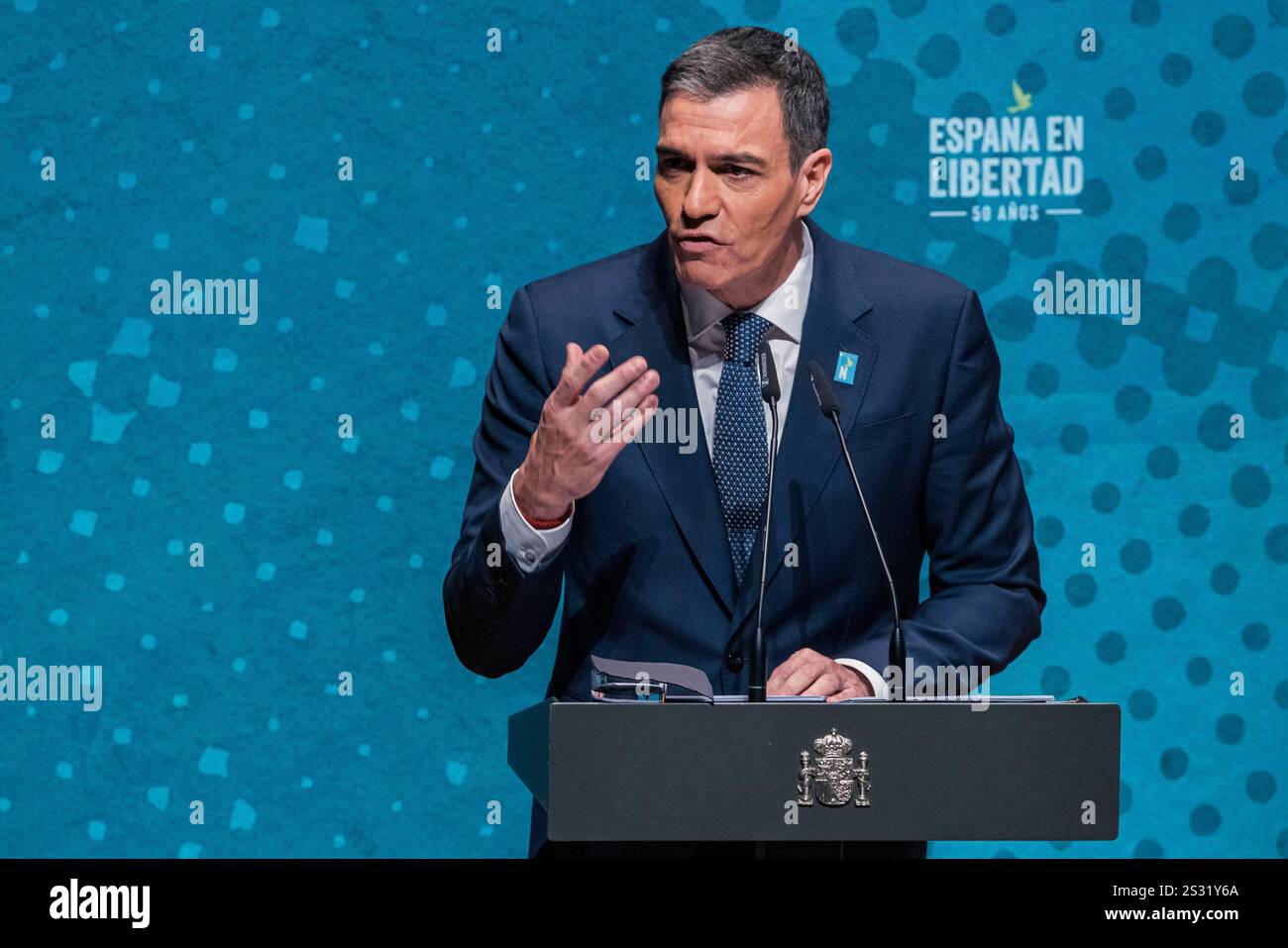 Madrid, Spain. 08th Jan, 2025. Spanish Prime Minister Pedro Sanchez ...