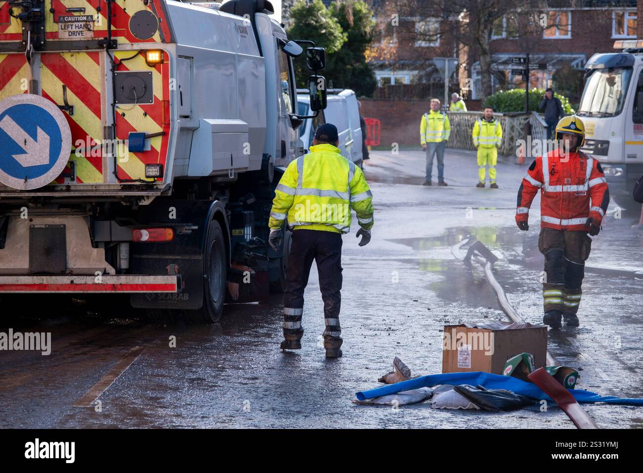 People and emergency services in the Worcestershire town of Tenbury ...