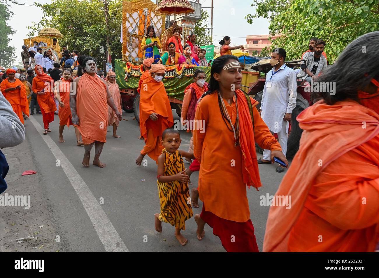 Haridwar, Uttarakhand, India - 15th April 2021 : Hindu female monks ...