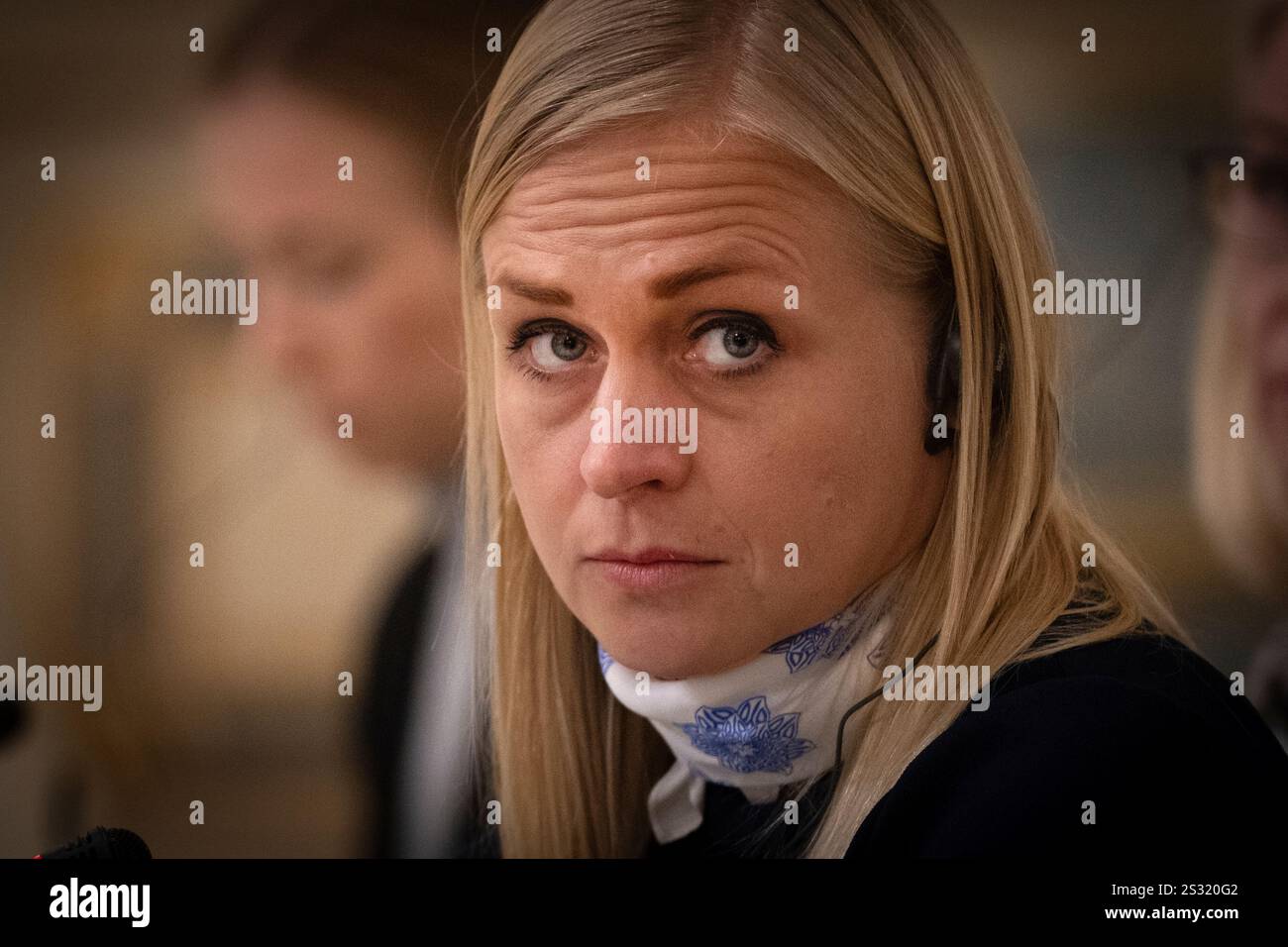 Finland's Foreign Minister Elina Valtonen looks on during her meeting ...
