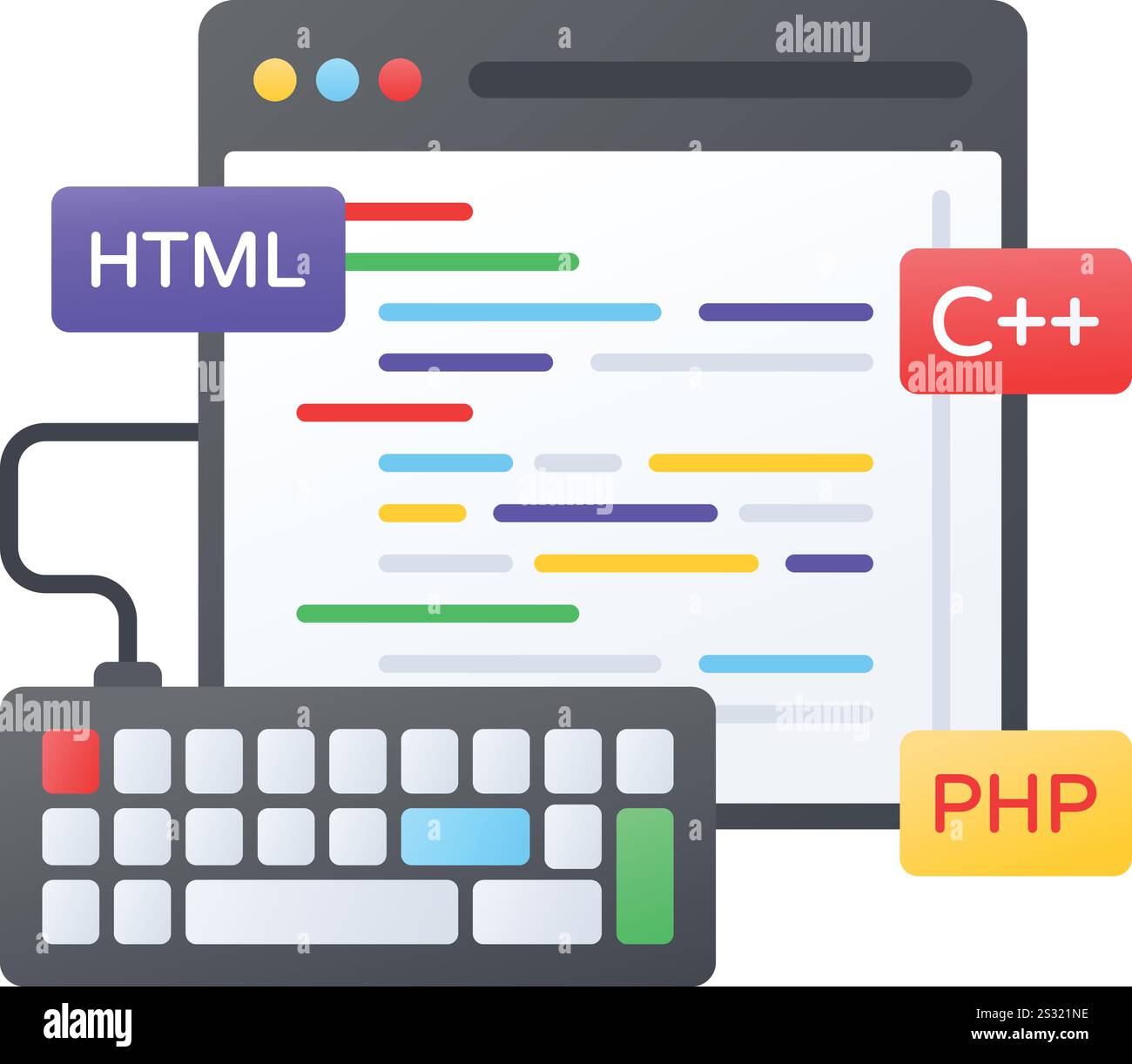 Browser Based Ide Editor Concept Code Interpreted Connect With Keyboard Vector Design Web
