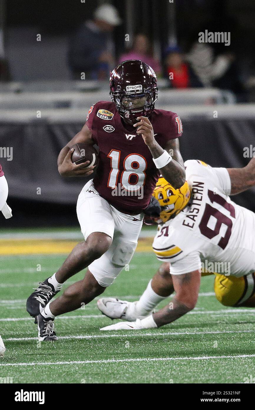 CHARLOTTE, NC - JANUARY 03: Virginia Tech Hokies quarterback William Watson III (18) during the ...