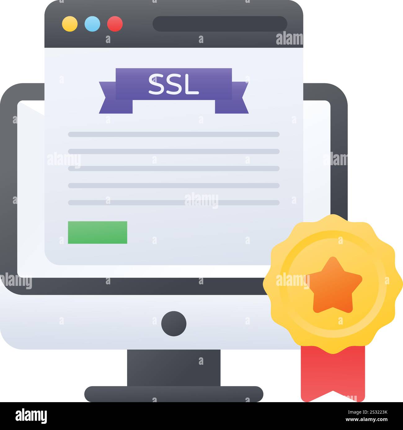 Web Page Ssl Certificate Concept Secure Socket Layer Enabled Website Vector Color Icon Design