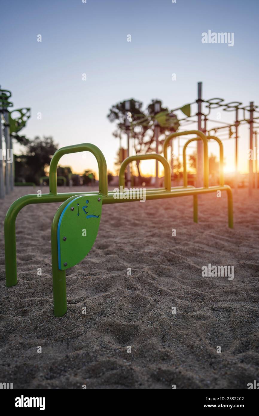 street fitness park for workout and calisthenics area, sport equipment ...