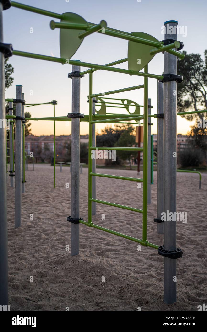 street fitness park for workout and calisthenics area, sport equipment ...