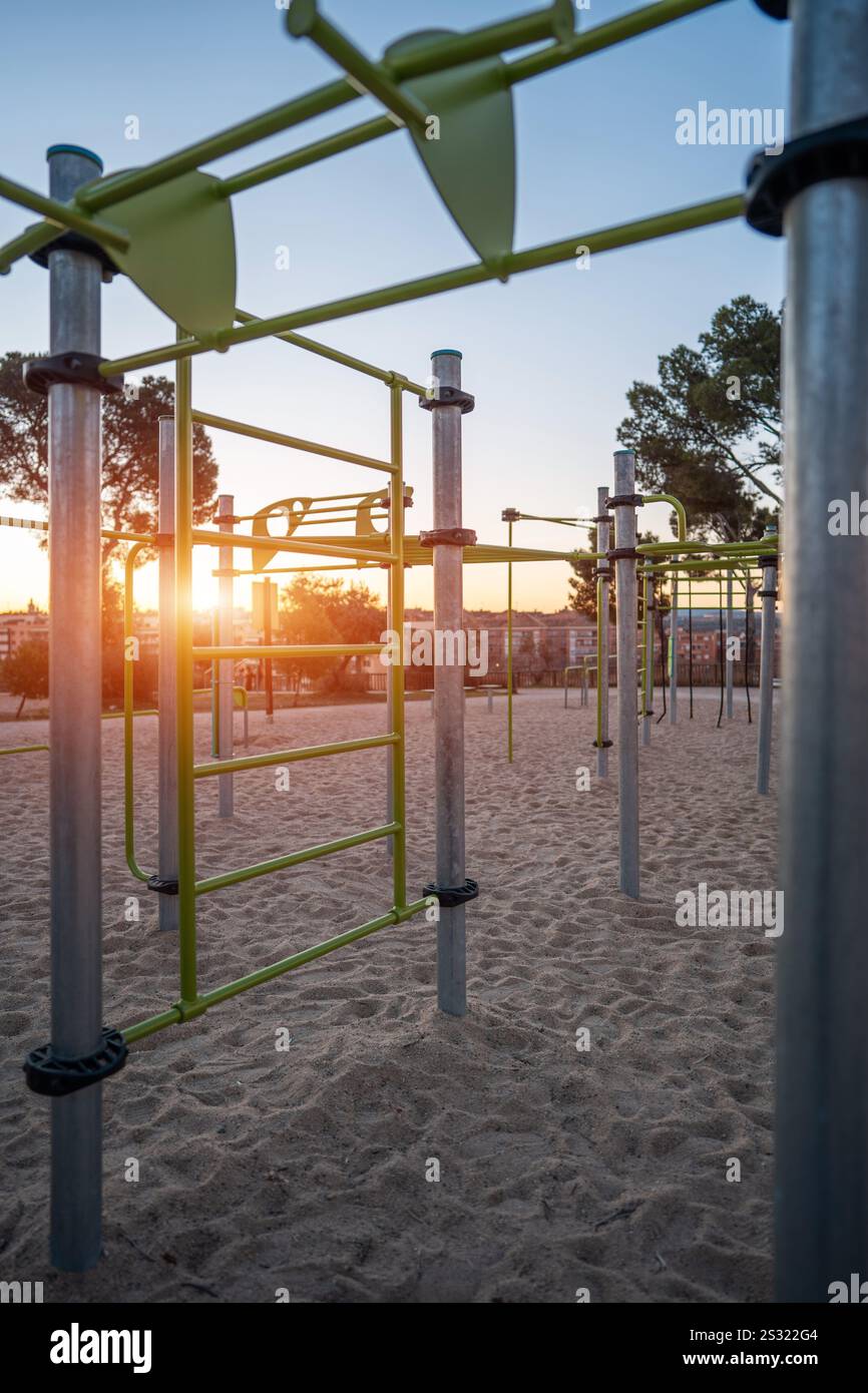street fitness park for workout and calisthenics area, sport equipment ...