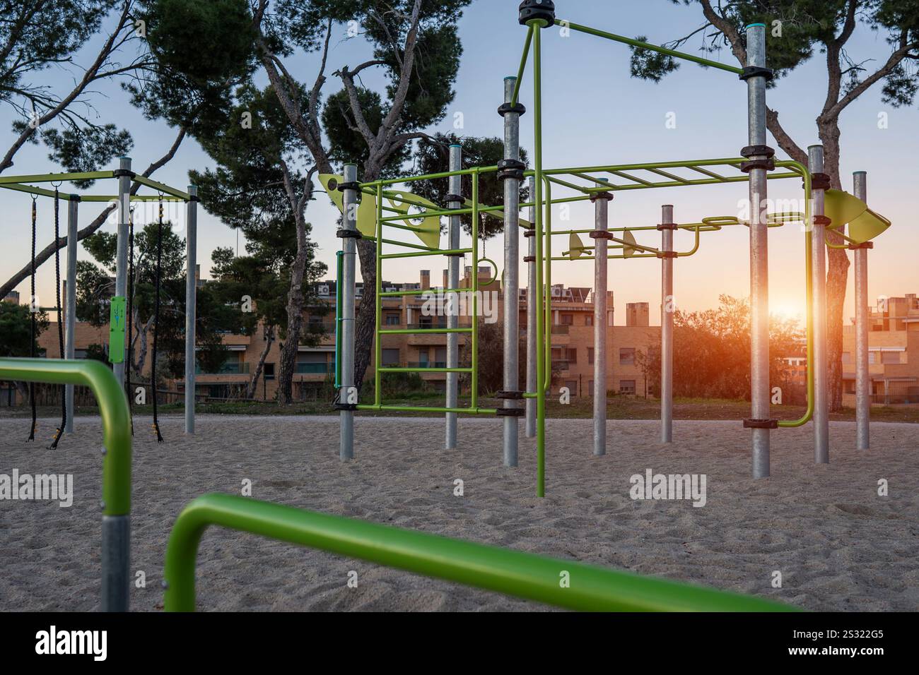 street fitness park for workout and calisthenics area, sport equipment ...