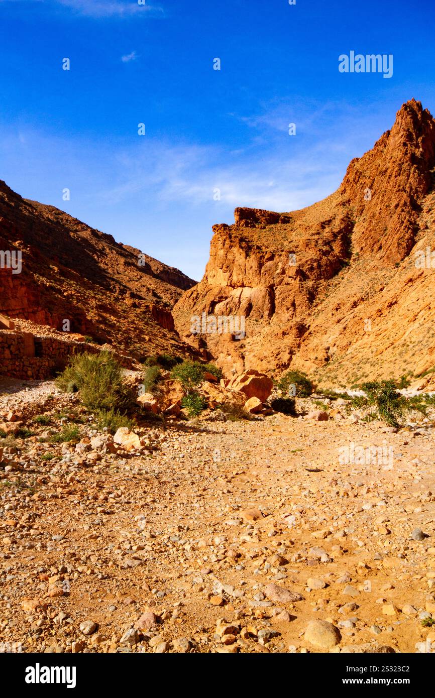 Rocky red slopes of Todra Gorge in the Atlas Mountains. One of most ...