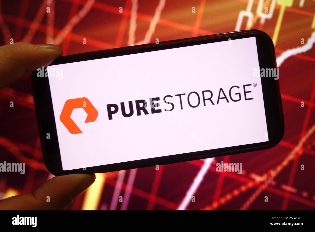 In this photo illustration, the Pure Storage company logo is seen ...