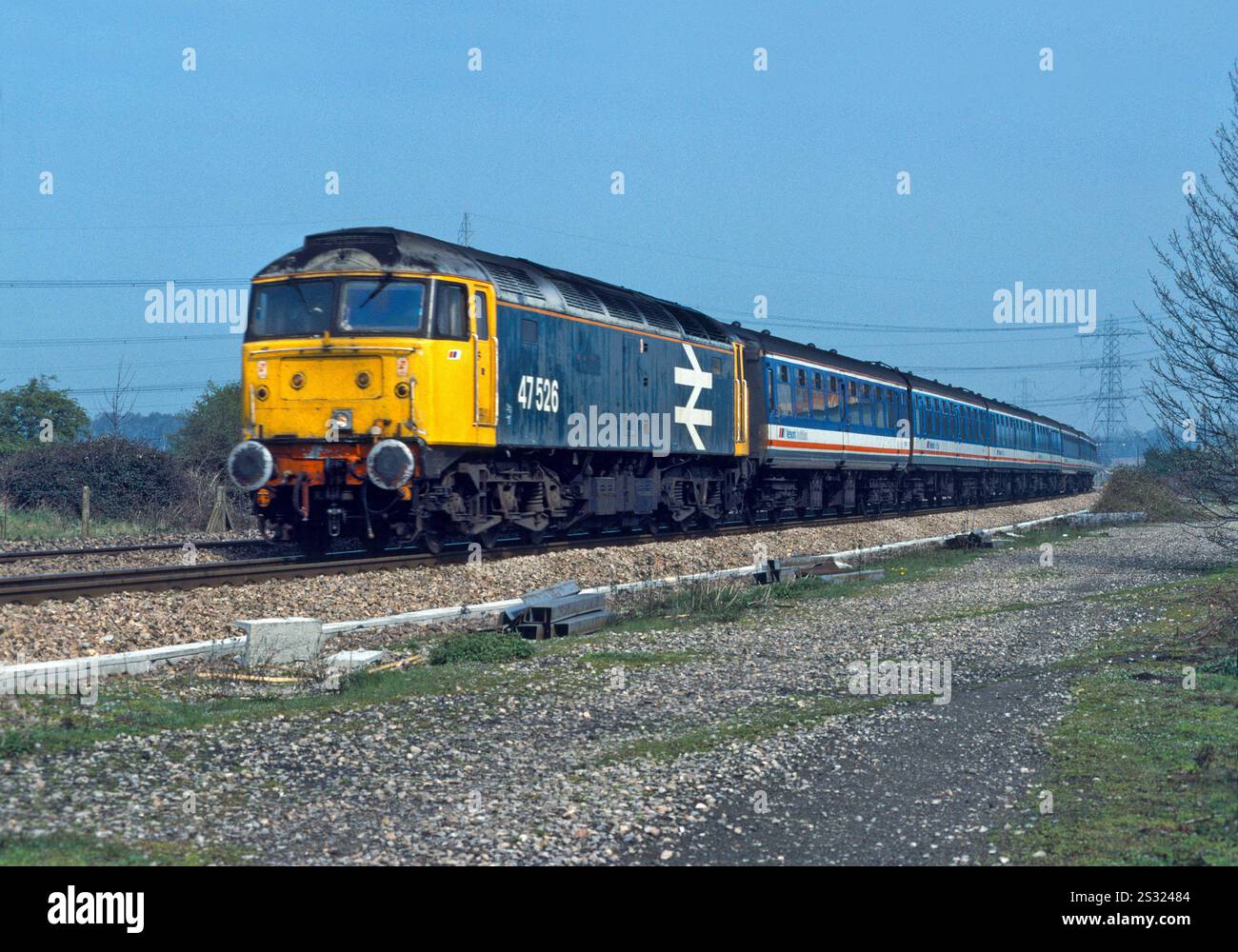 A Class 47 diesel locomotive number 47526 working a ‘Network Express ...