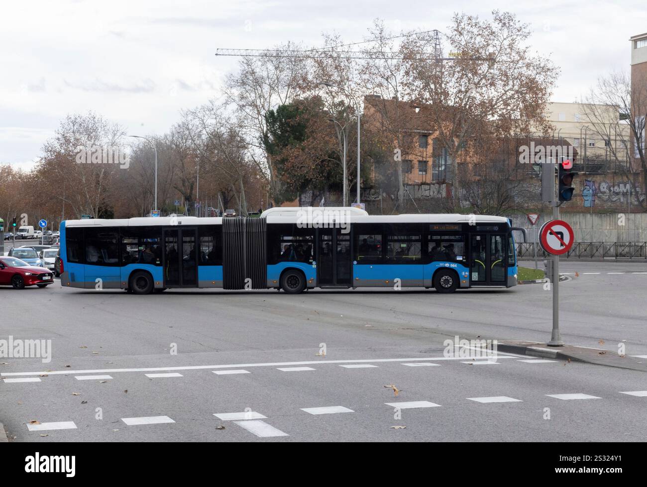 An EMT bus on the day they are free, January 8, 2025, in Madrid (Spain ...