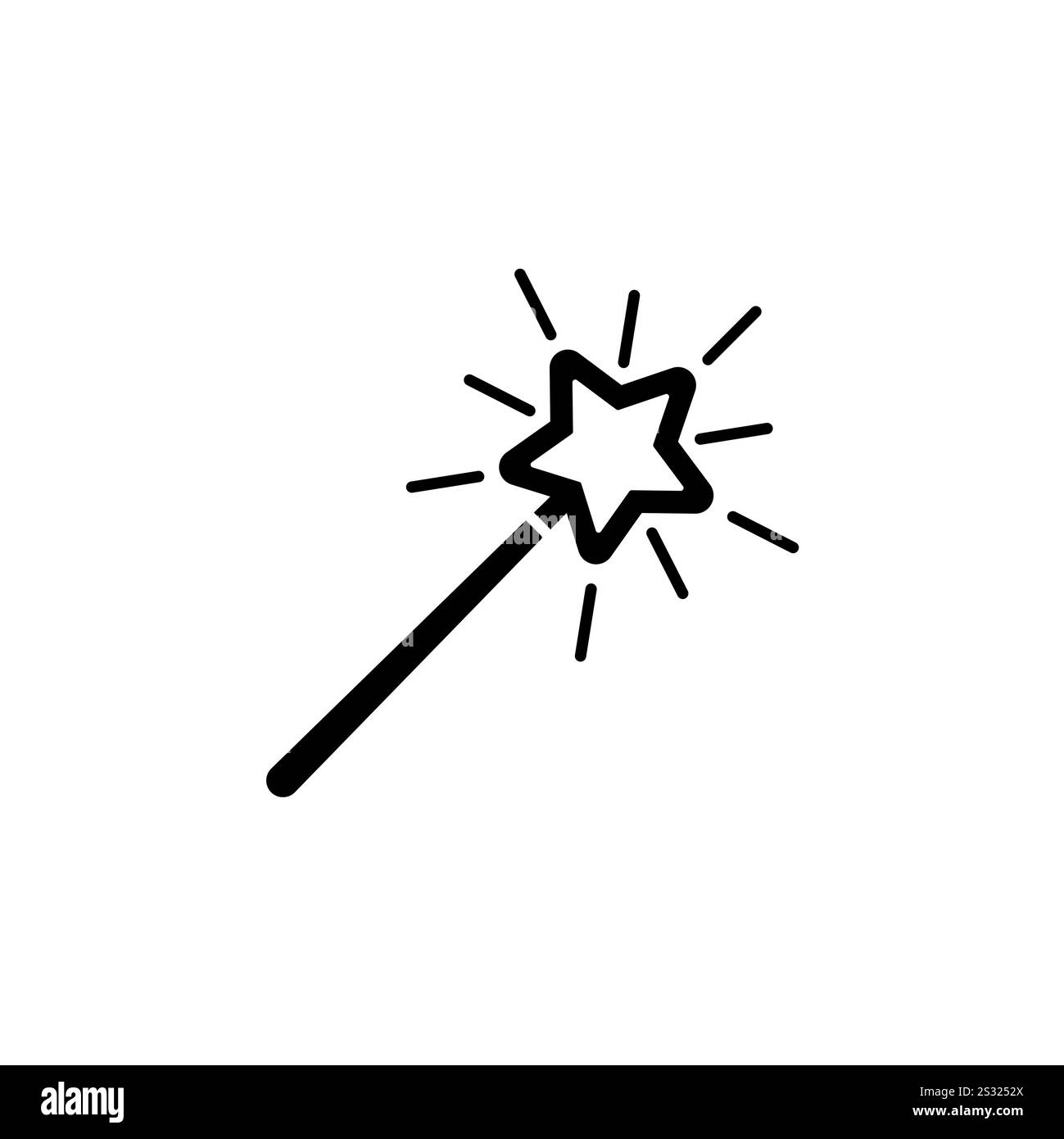 Fantasy Magic Wand, Fairies Tool Solid Flat Vector Icon Isolated on White Background Stock ...