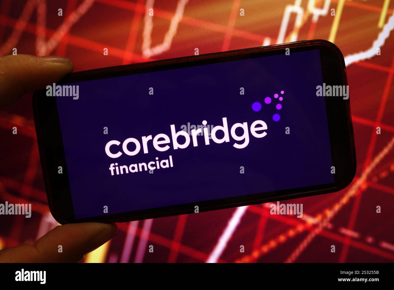 Poland. 6th Jan, 2025. In this photo illustration, the Corebridge ...