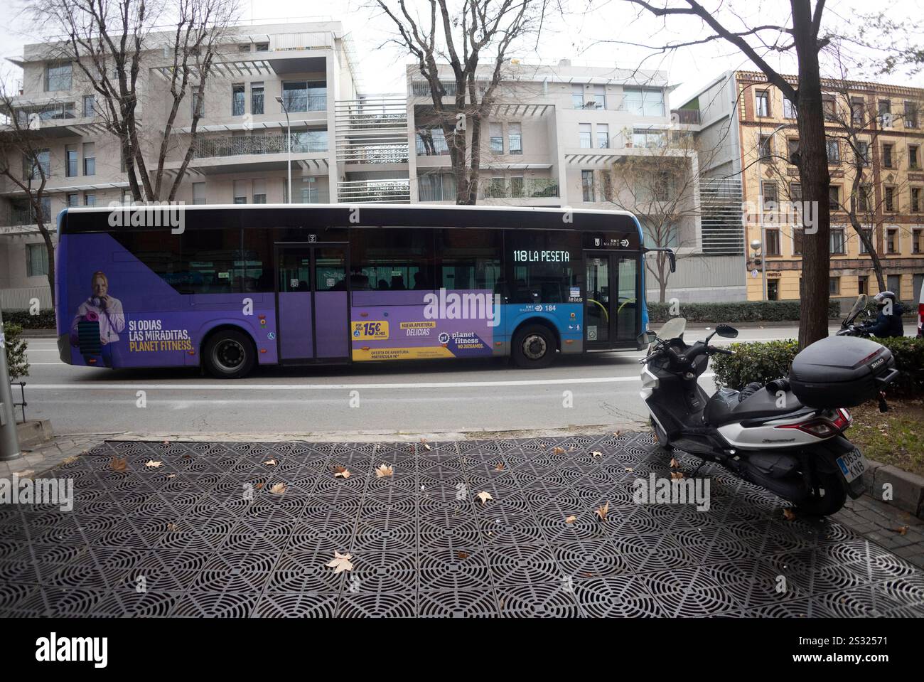 An EMT bus on the day they are free, January 8, 2025, in Madrid (Spain ...