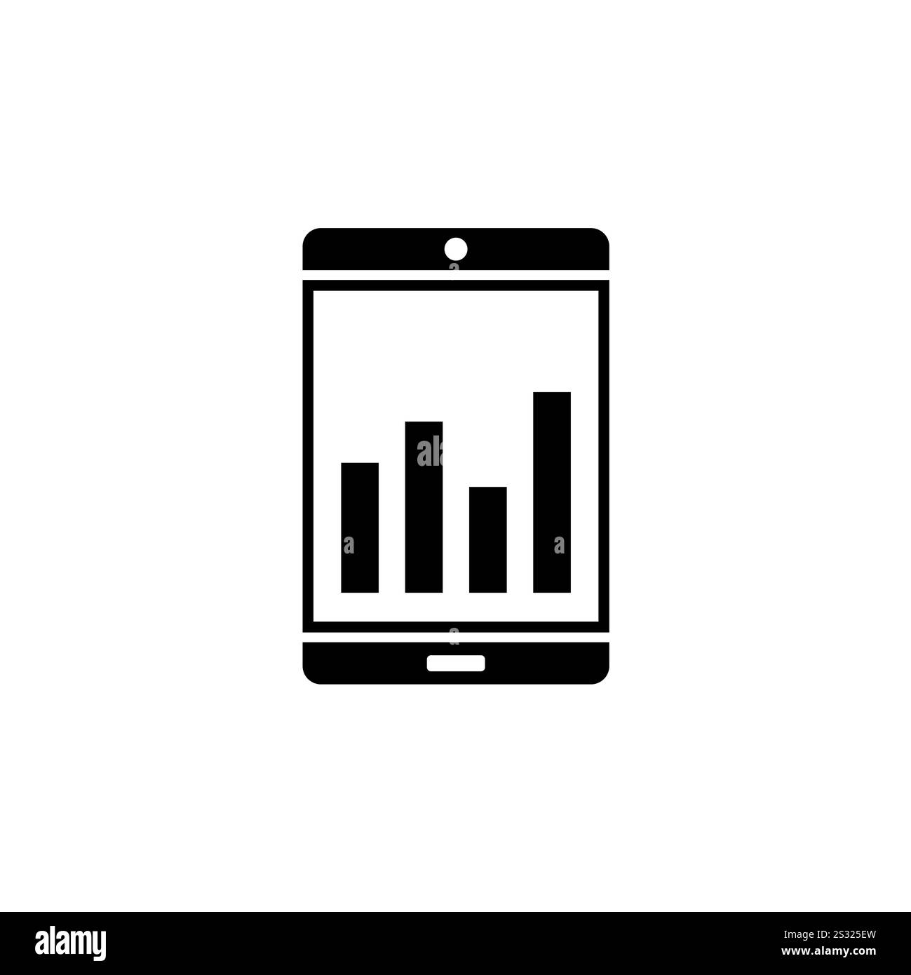 Business Graph on Smartphone, Column Chart Solid Flat Vector Icon ...