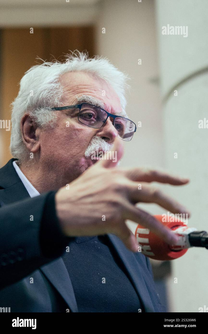 Close up portrait of president of Democratic and Republican Left (GDR ...