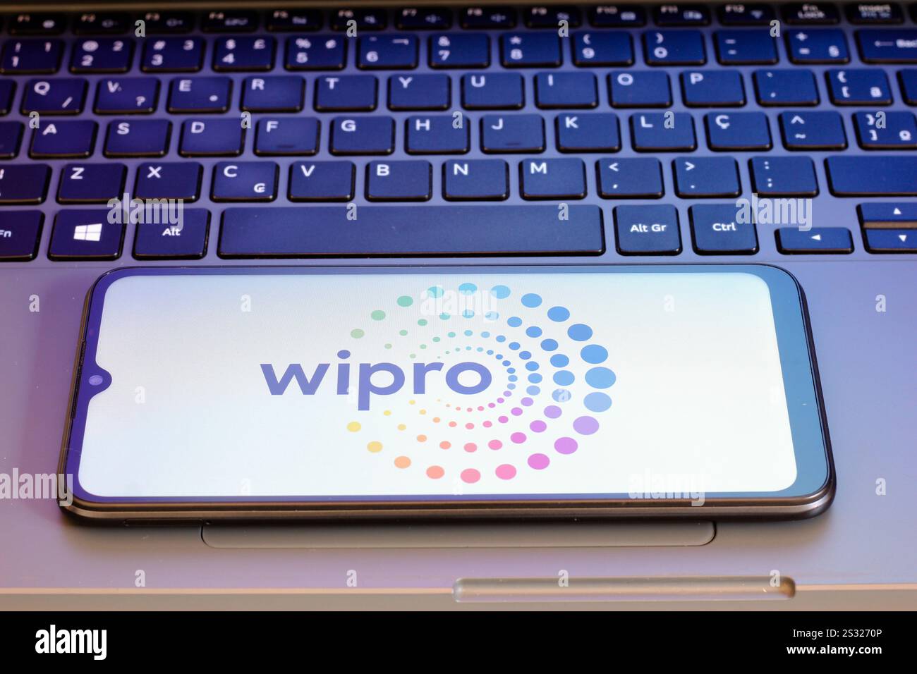 In this photo illustration, the Wipro Technologies logo is seen ...
