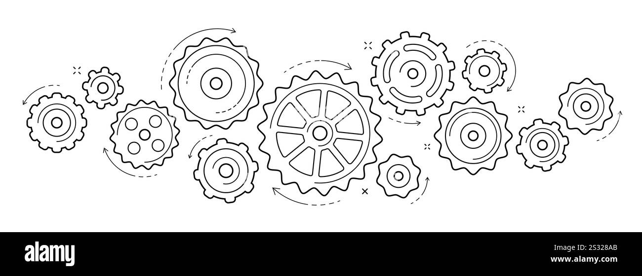 Cogs and gears in operation, infographics for presentation. Business ...