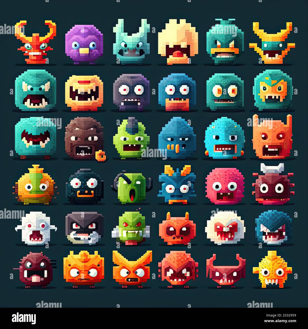 face monster character avatar ai generated. funny alien, icon halloween ...