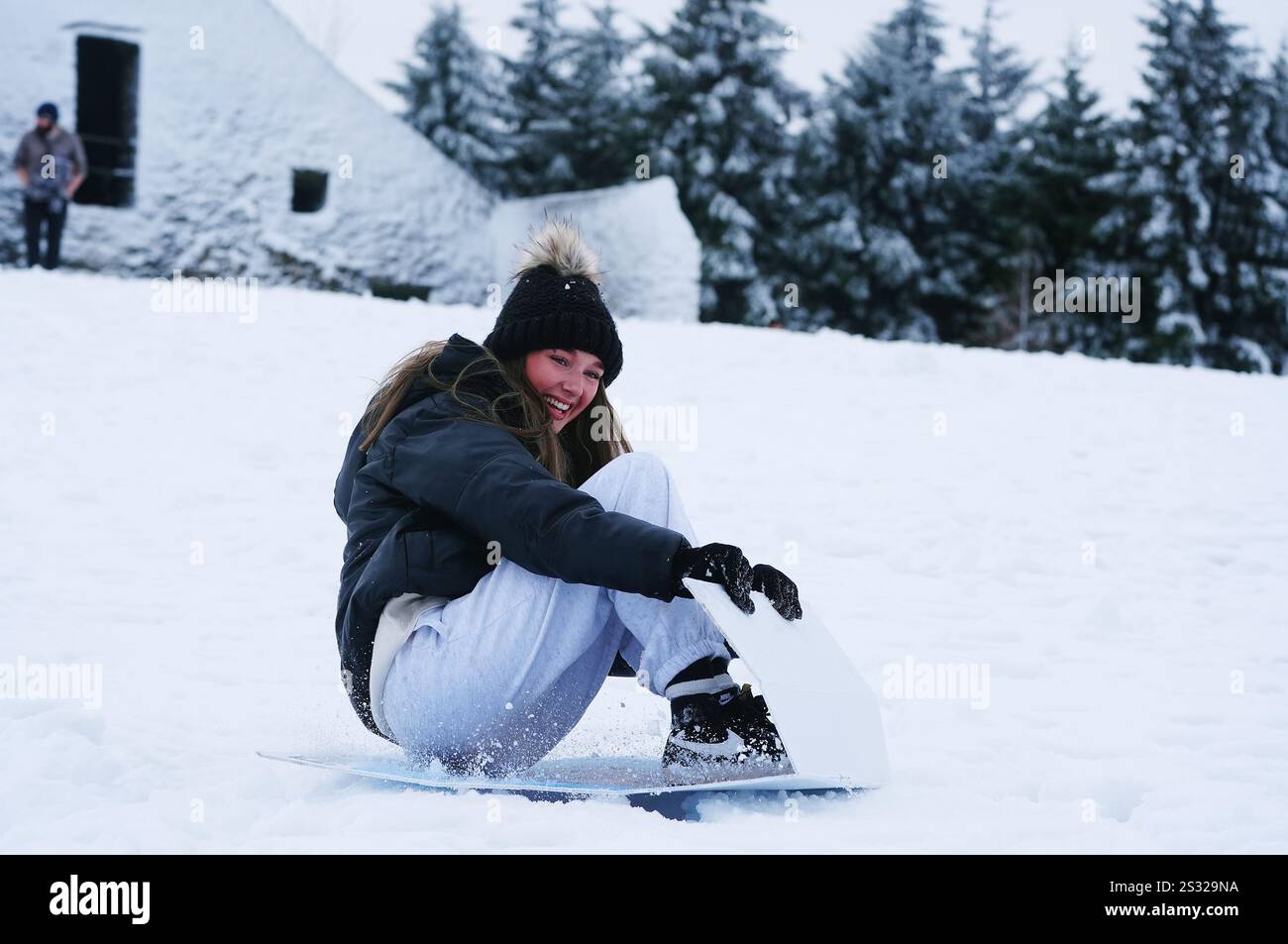 Faye Tierney, from Templeogue, sledding at the Hell Fire club on ...