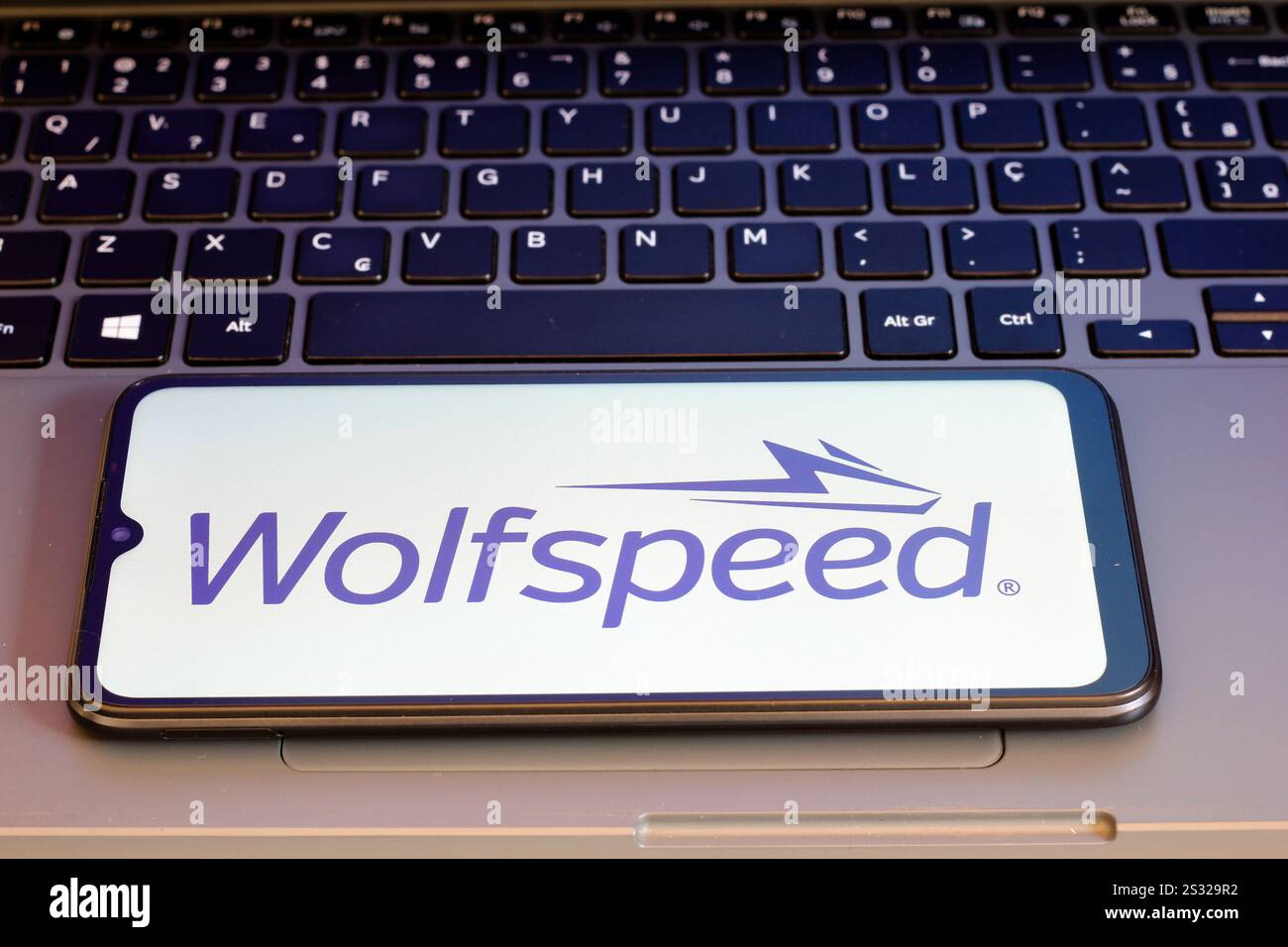 Canada. 08th Jan, 2025. In this photo illustration, the Wolfspeed logo is seen displayed on a ...