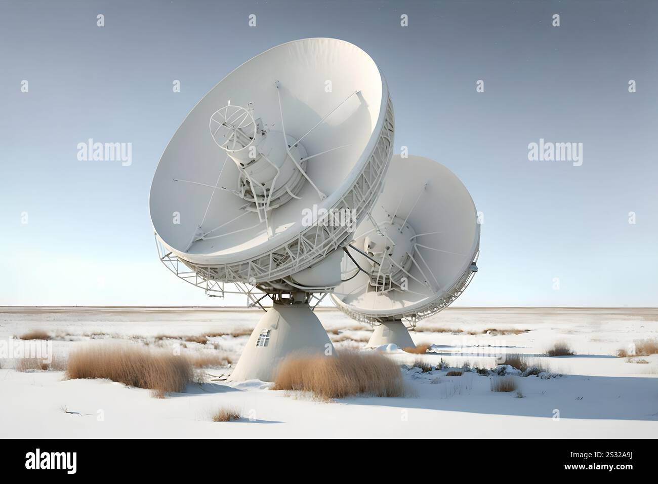 Group of radio telescope satellite dishes. VLA Very Large Array in ...