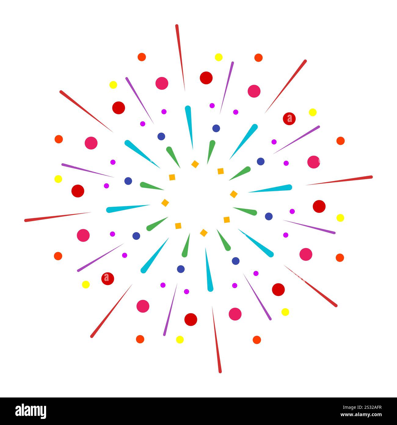 Bright firework explosion with colorful sparkle rays. Radiant outburst ...