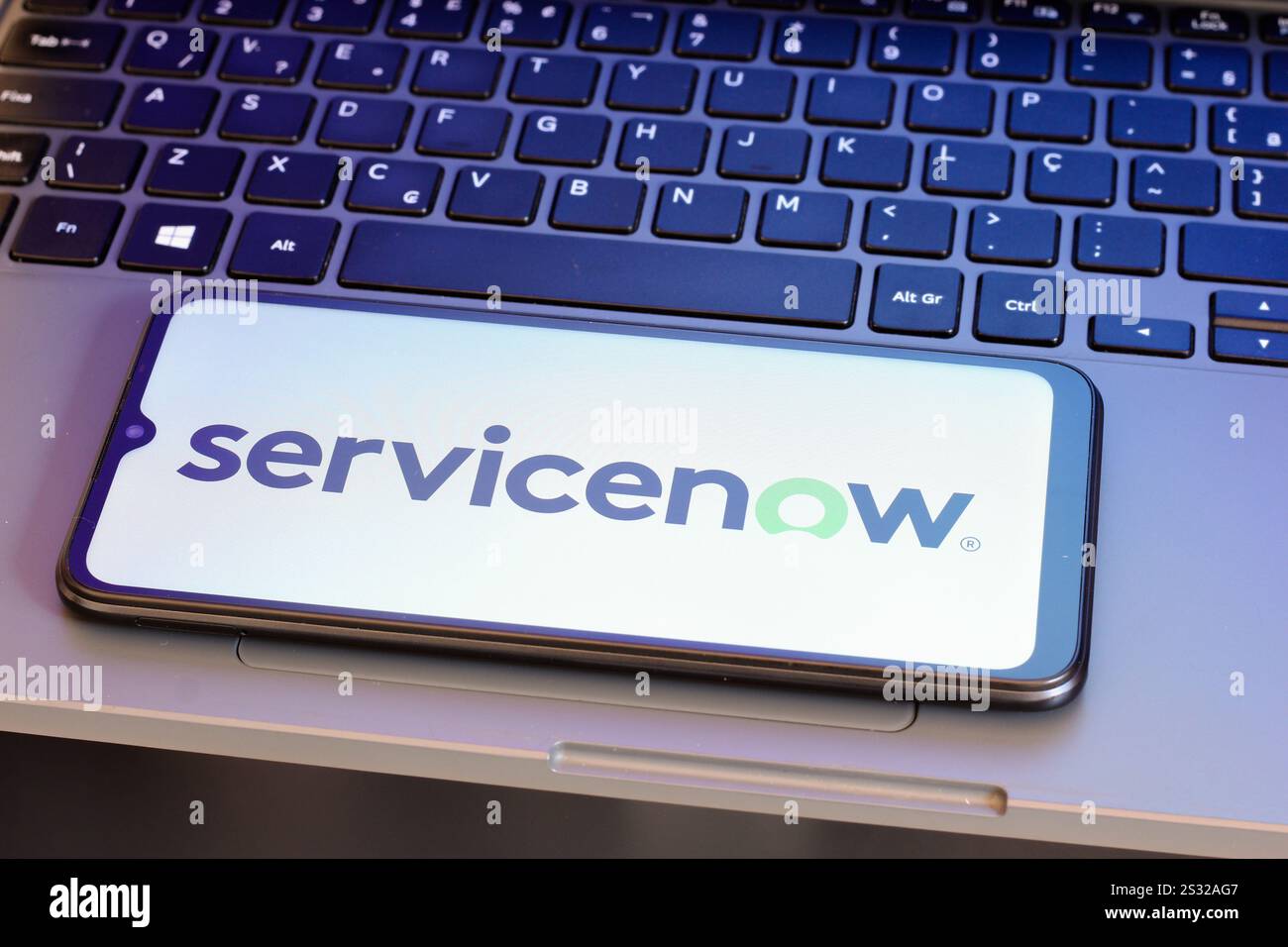In this photo illustration, the ServiceNow logo is seen displayed on a ...