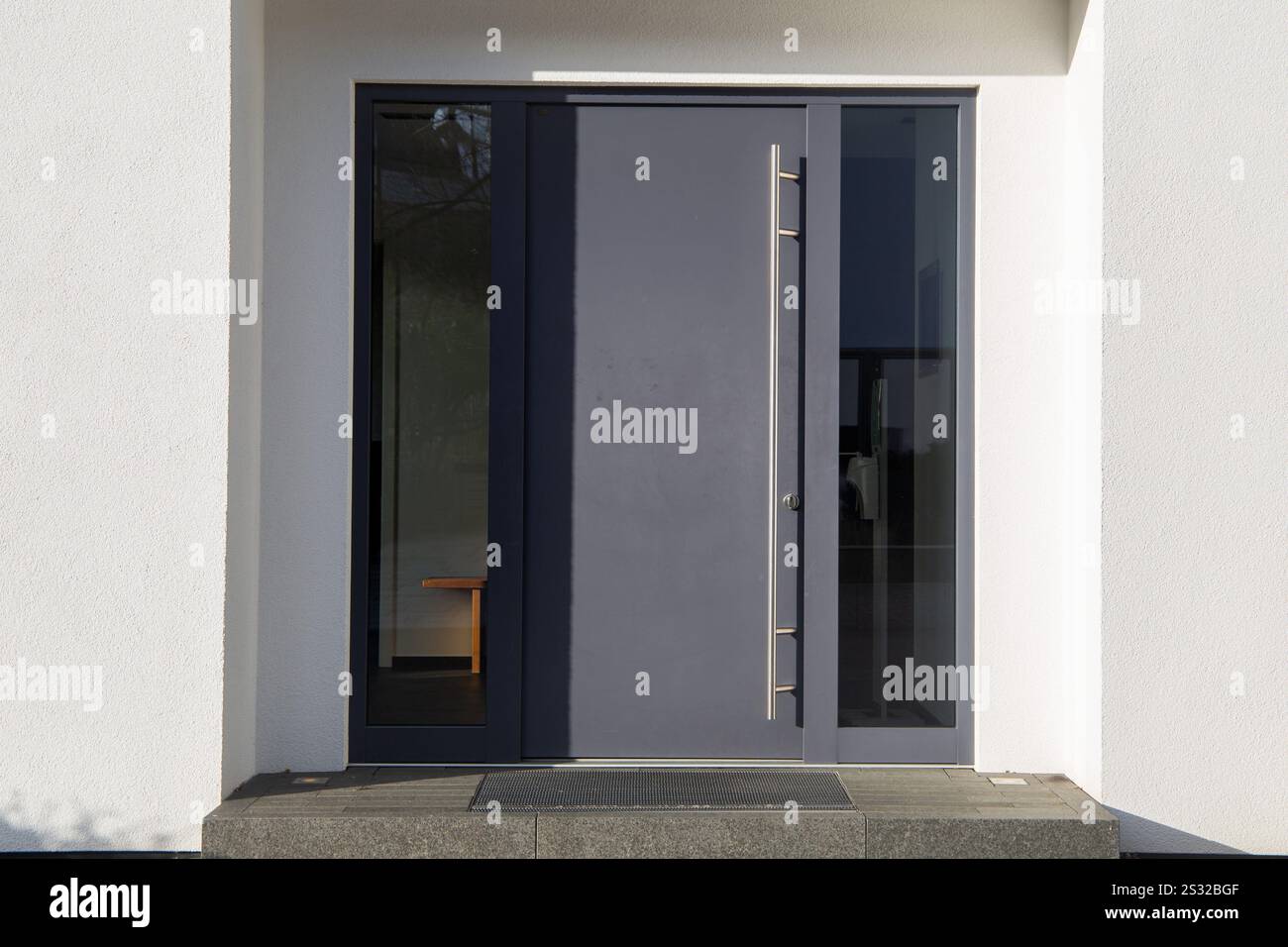 Modern new anthracite grey front door Stock Photo - Alamy