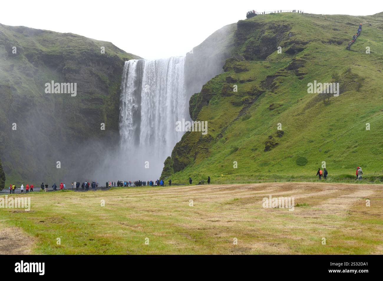 Skogafoss waterfall. Stairs to viewpoint. Skogar, Iceland Stock Photo ...