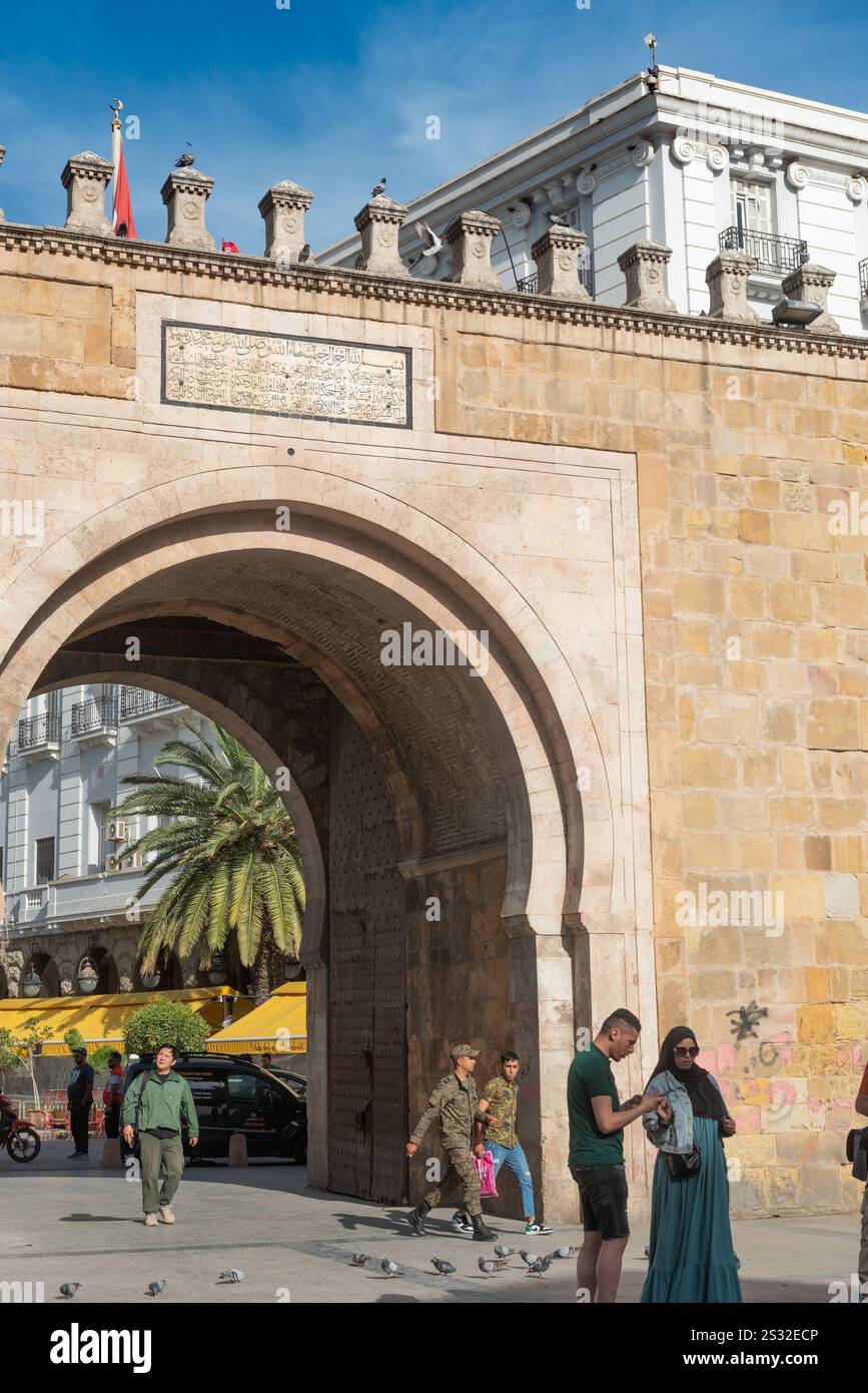 Tunis, Tunisia. 24th May 2024 The old Bab el Bhar a historical city ...