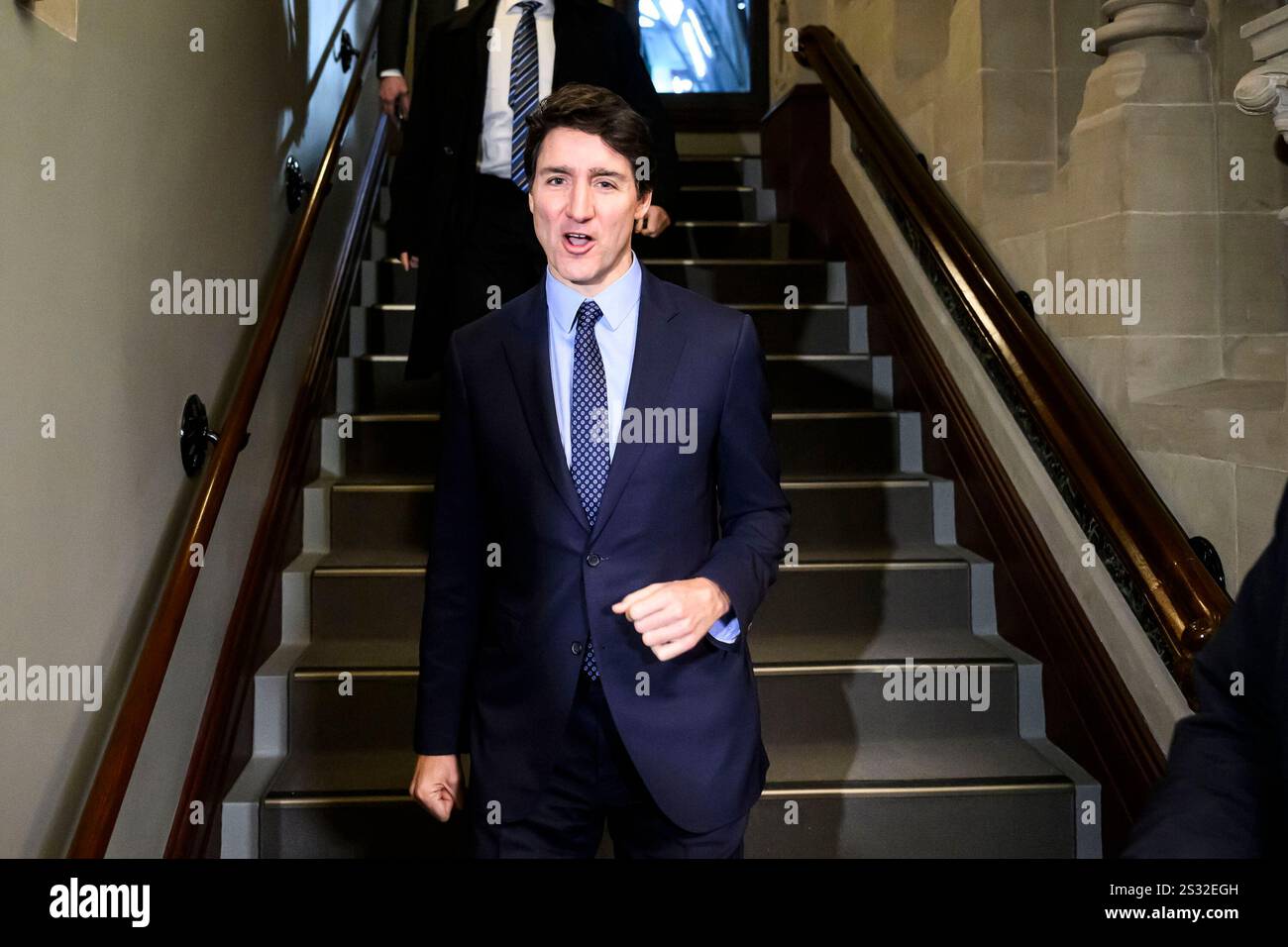 Canada Prime Minister Justin Trudeau makes his way to a meeting of the ...