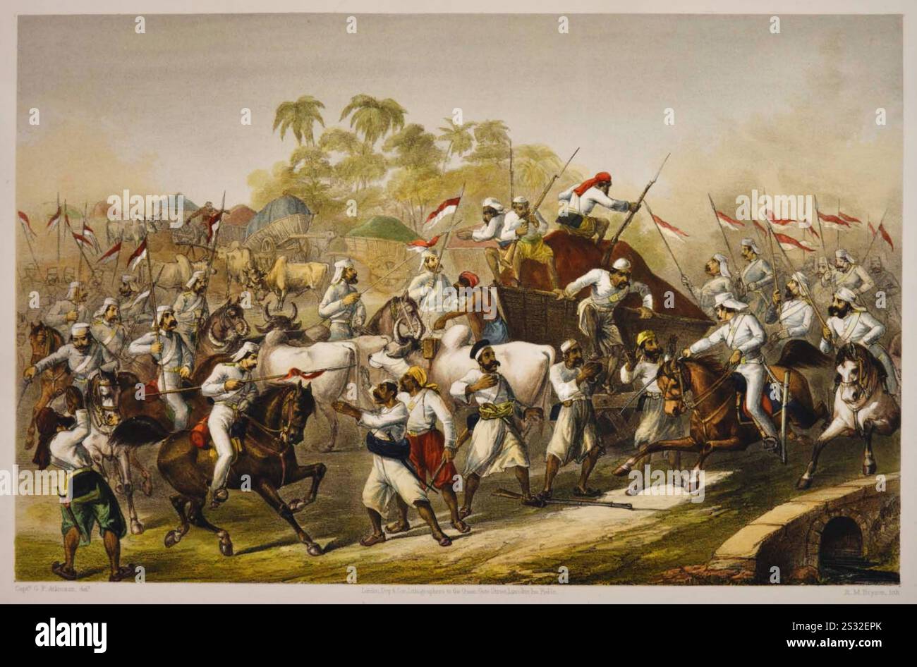 Mutineers Surprised By her Majesty’s 9th Lancers. Vintage 19th century ...