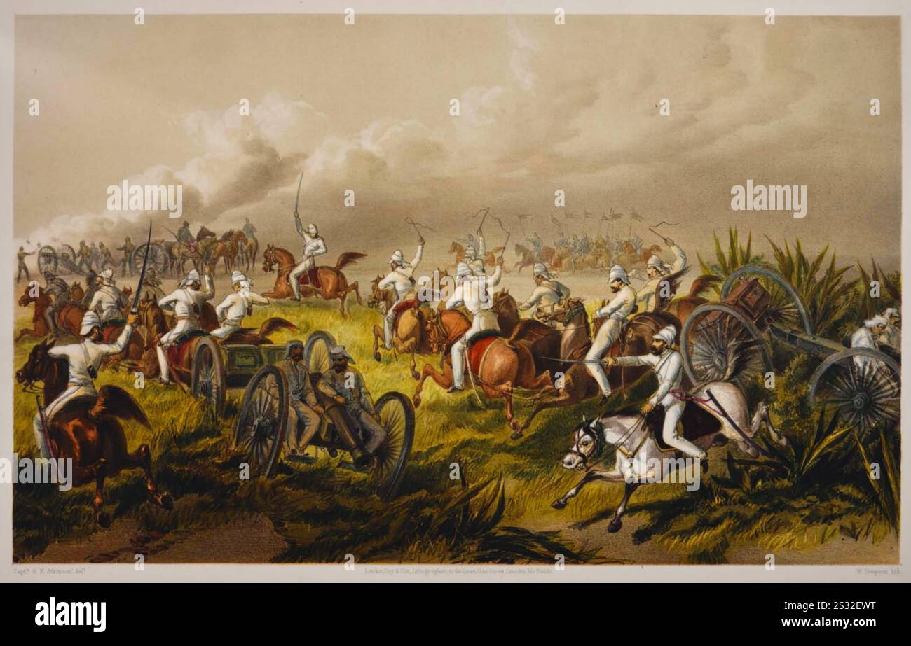 Horse Artillery In Action. Vintage 19th century Lithograph of British ...