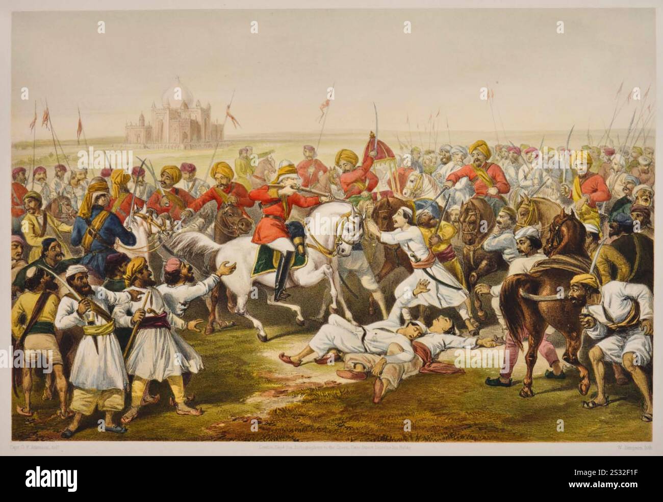 Capture And Death Of The Shahzadahs. Vintage 19th century Lithograph of ...