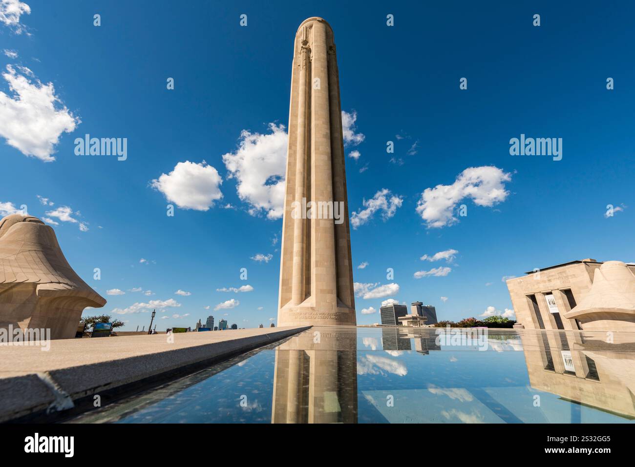 Historic Monument With Reflection Under a Bright Blue Sky Stock Photo ...
