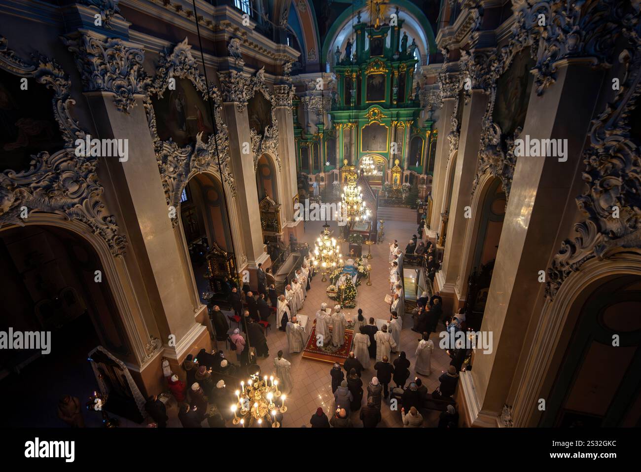 People attend the funeral of the former head of the Lithuanian Orthodox ...