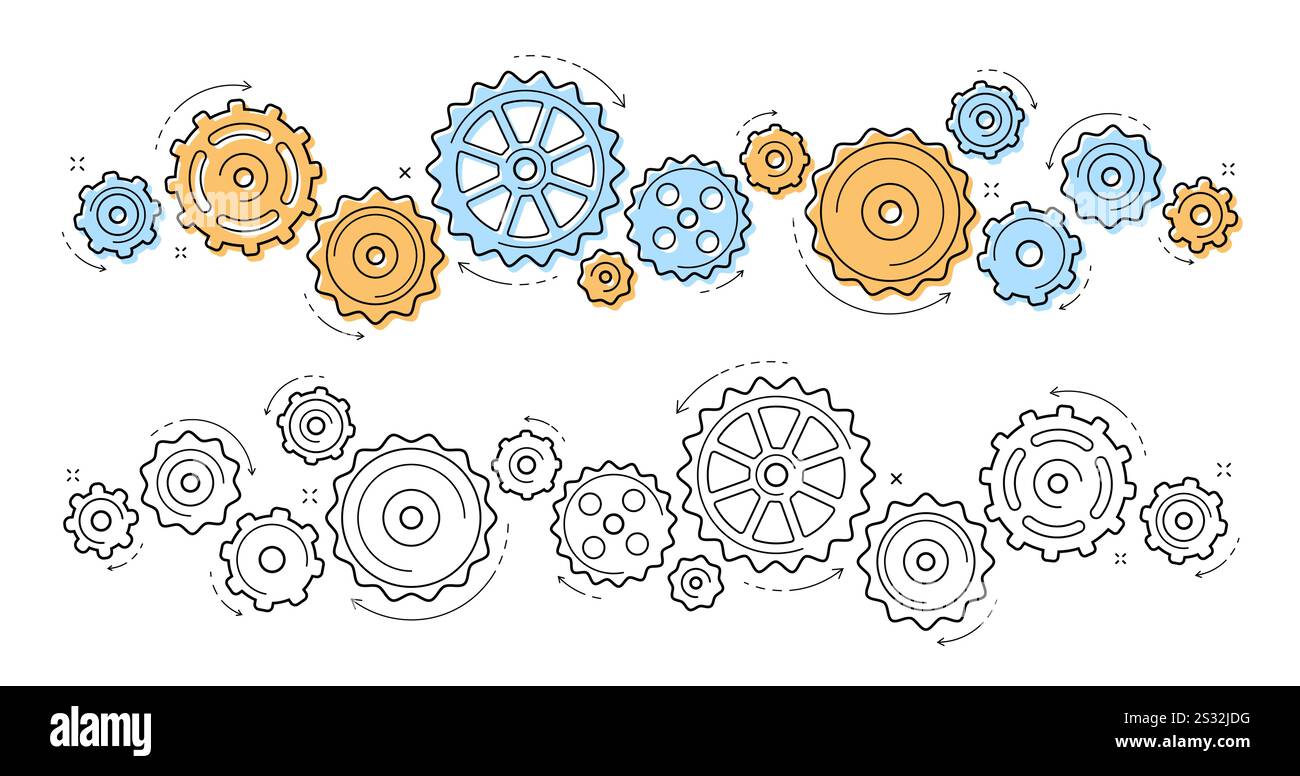 Gears and cogs in operation, infographics for presentation. Teamwork ...