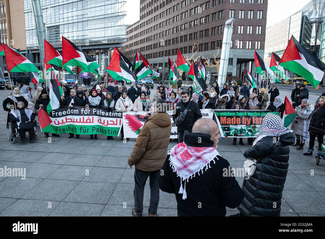 A pro-Palestine protest at Potsdamer Platz on Wednesday, January 8 ...