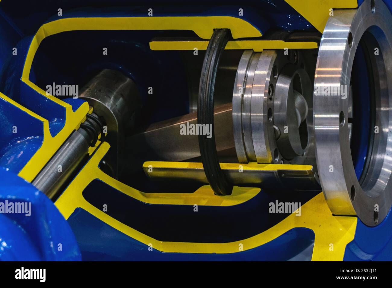 Industrial control valve. Detail in section for studying the principle ...