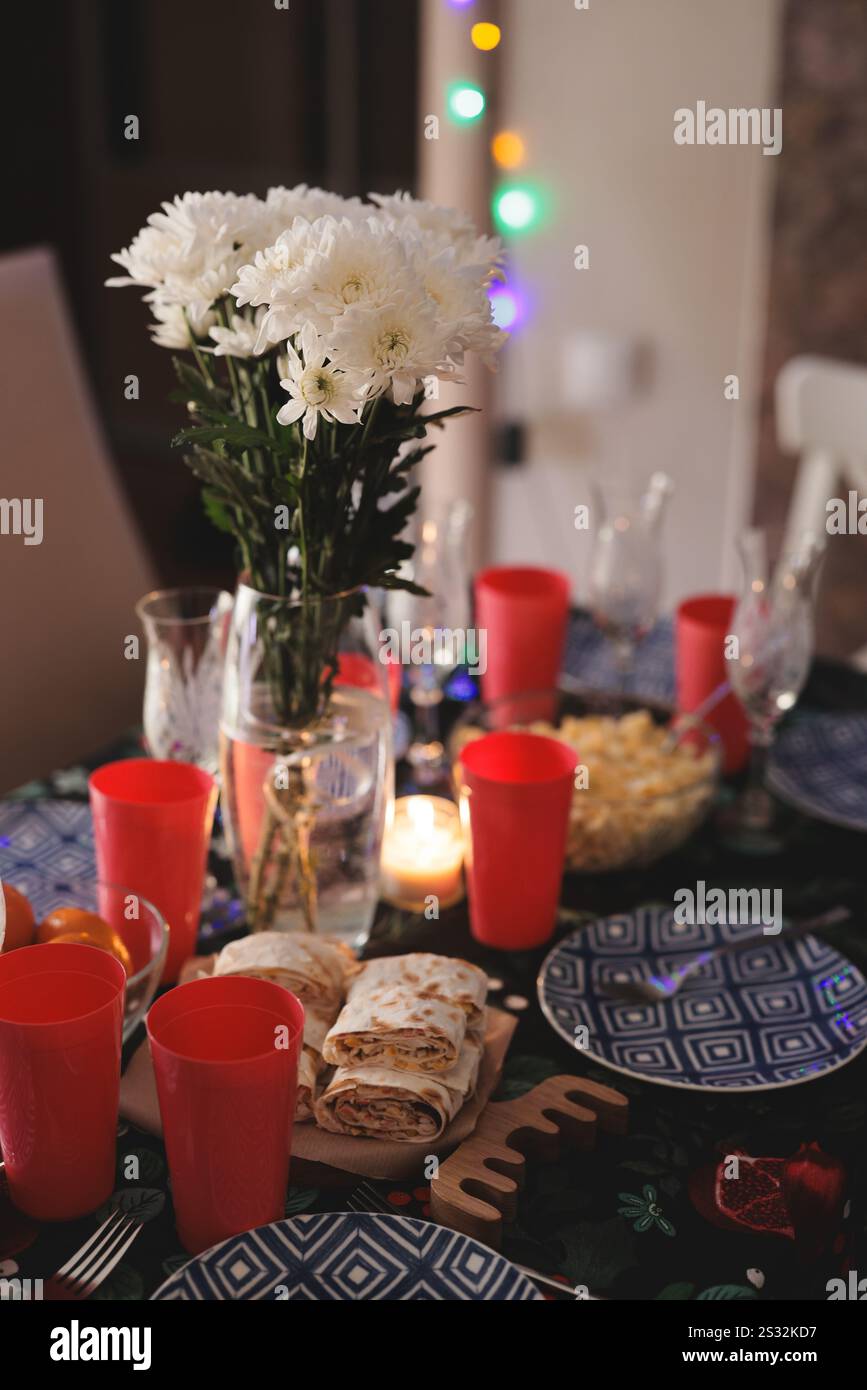 Enjoy a Festive Table Setting Complete with Beautiful Decor and Tasty ...