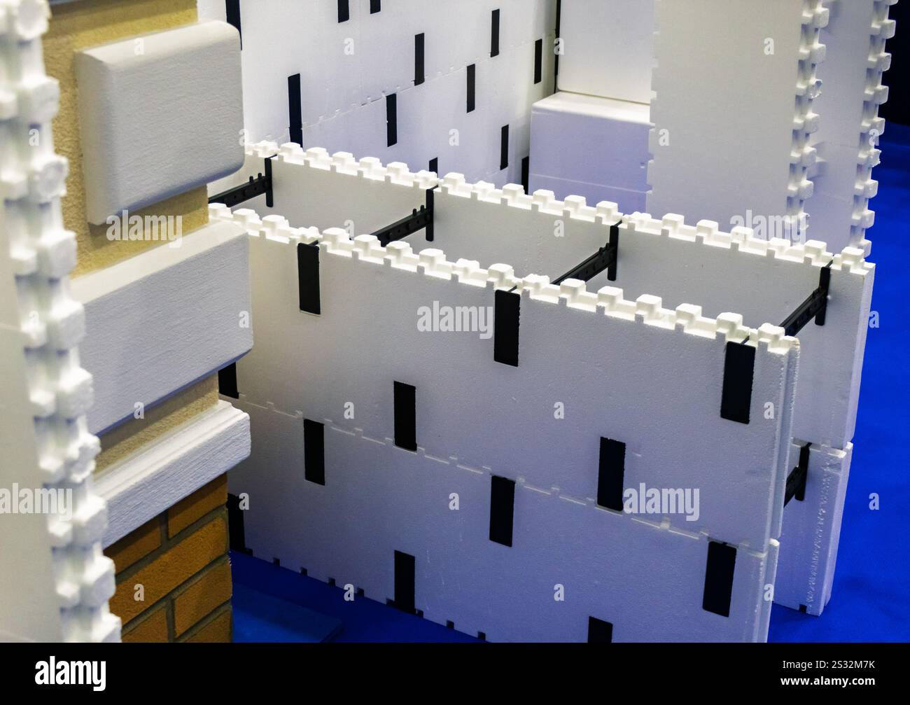 Insulated concrete form wall construction. Reinforcement of foam block ...