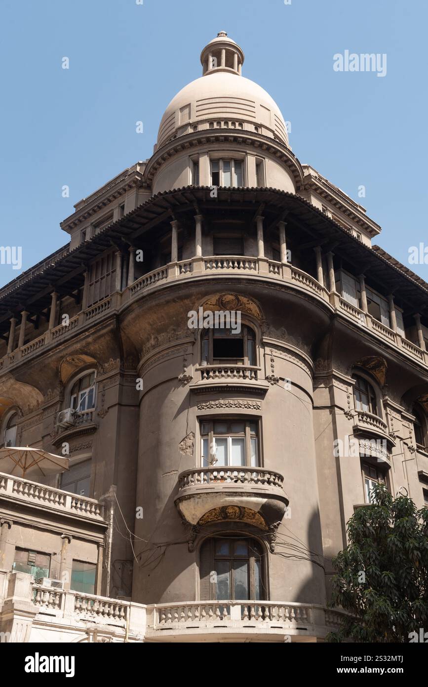 Classic Cairo architectural detail showing beautiful covered balconies ...